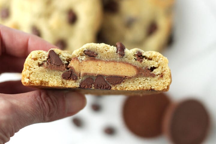 Stuffed Chocolate Chip Cookies - Living on Cookies