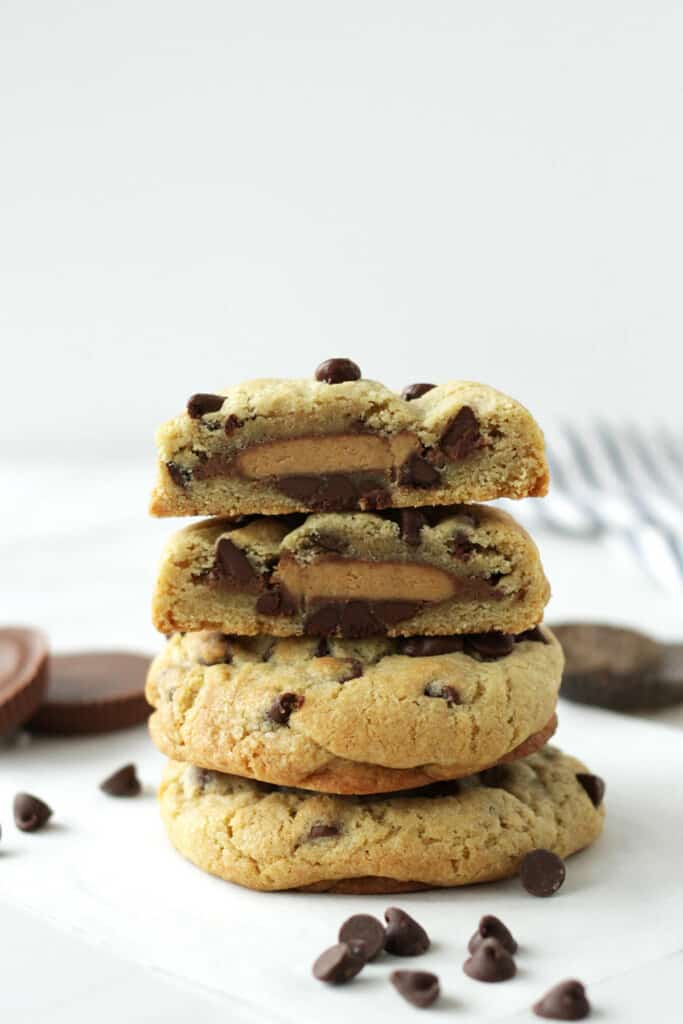 Stuffed Chocolate Chip Cookies - Living on Cookies